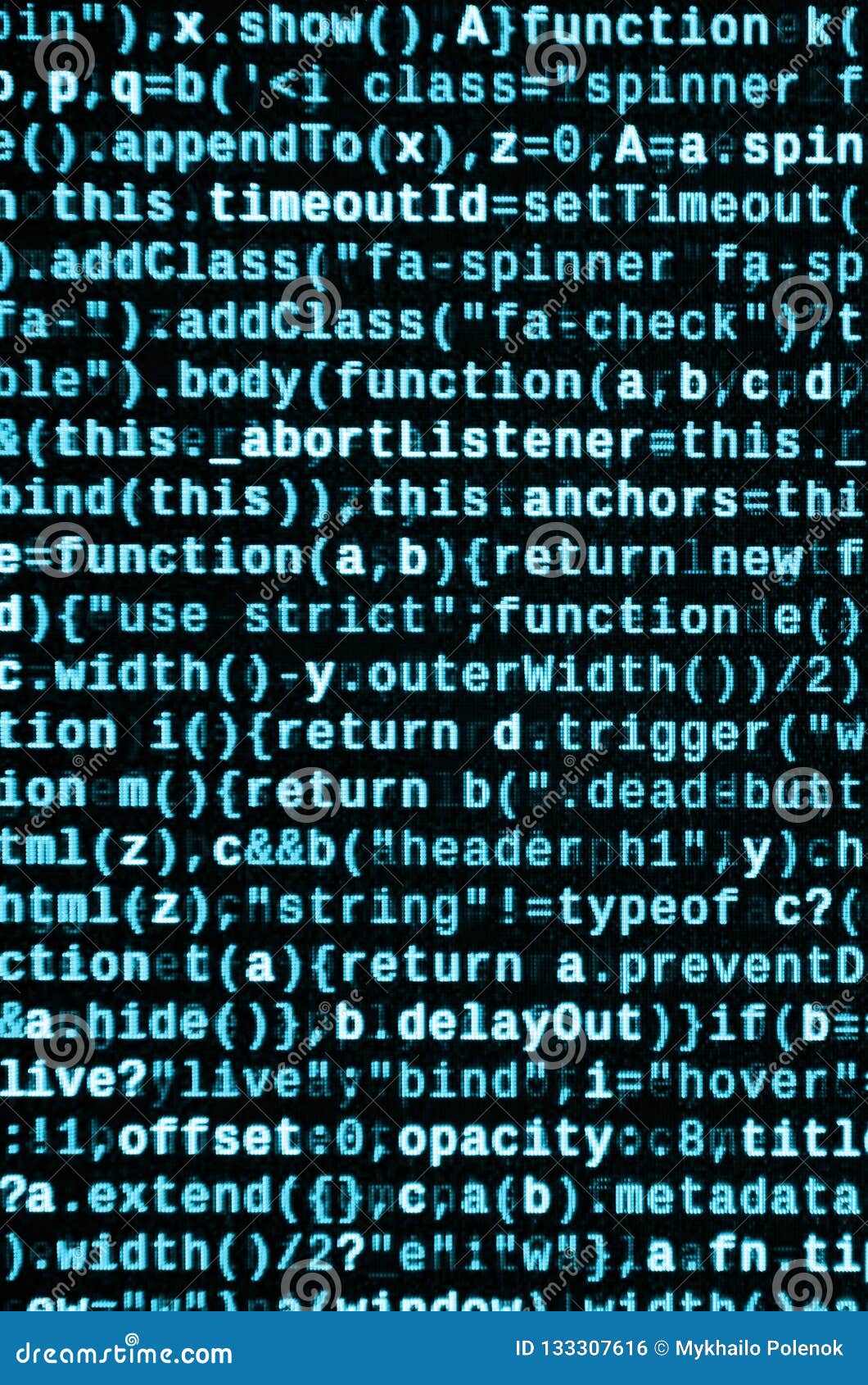 JavaScript Code in Text Editor. Coding Cyberspace Concept. Screen of ...