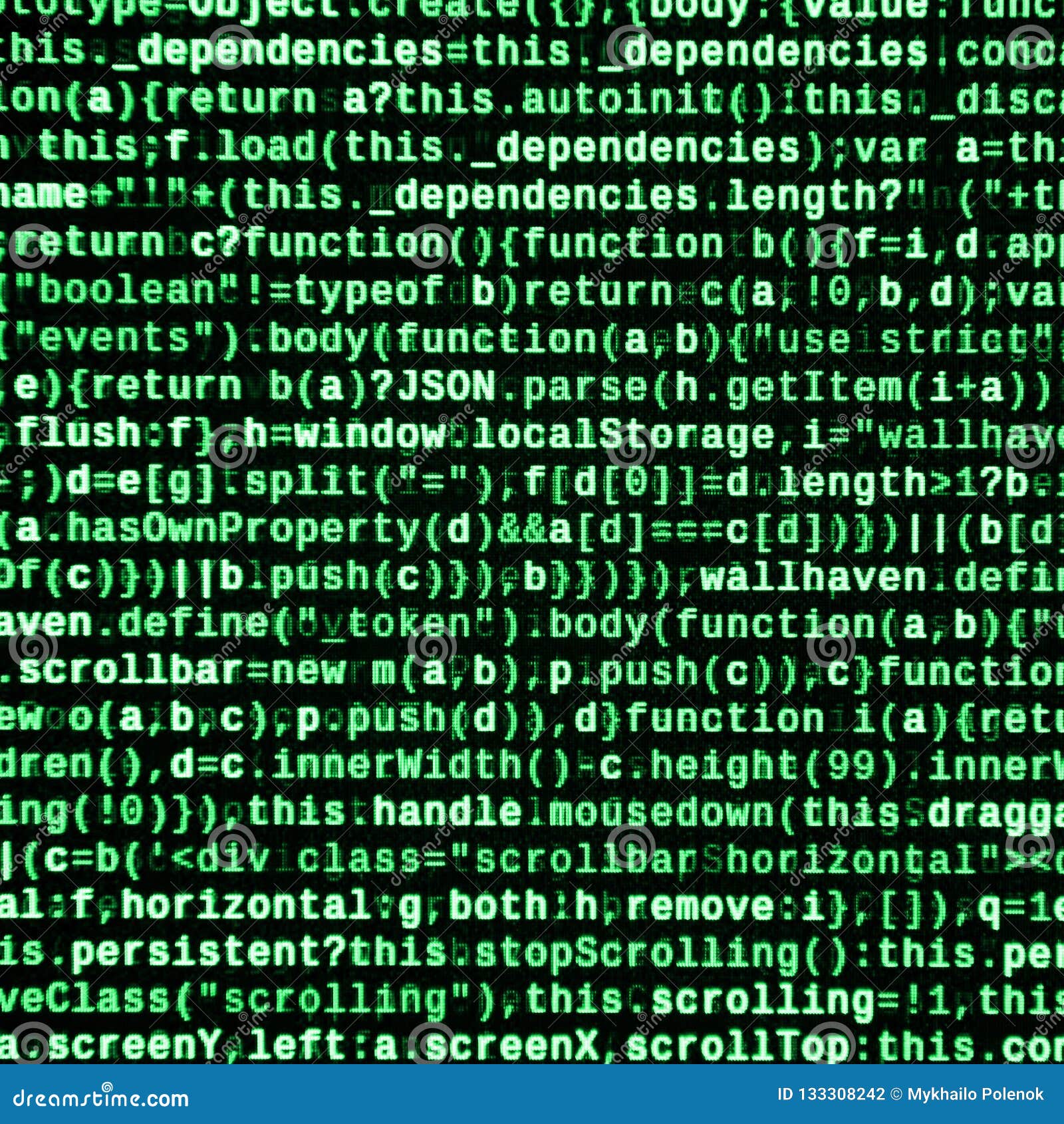 Javascript Code In Text Editor Coding Cyberspace Concept Screen Of Web Developing Code Stock