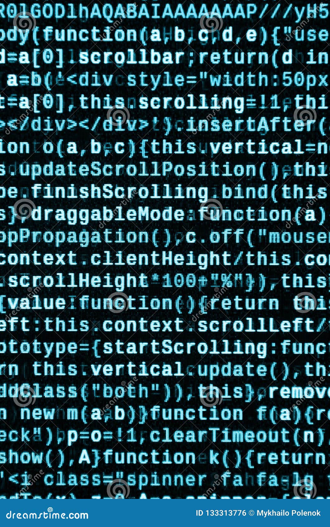 JavaScript Code in Text Editor. Coding Cyberspace Concept. Screen of ...
