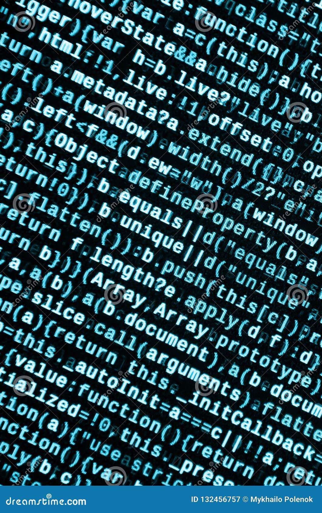 JavaScript Code in Text Editor. Coding Cyberspace Concept. Screen of ...