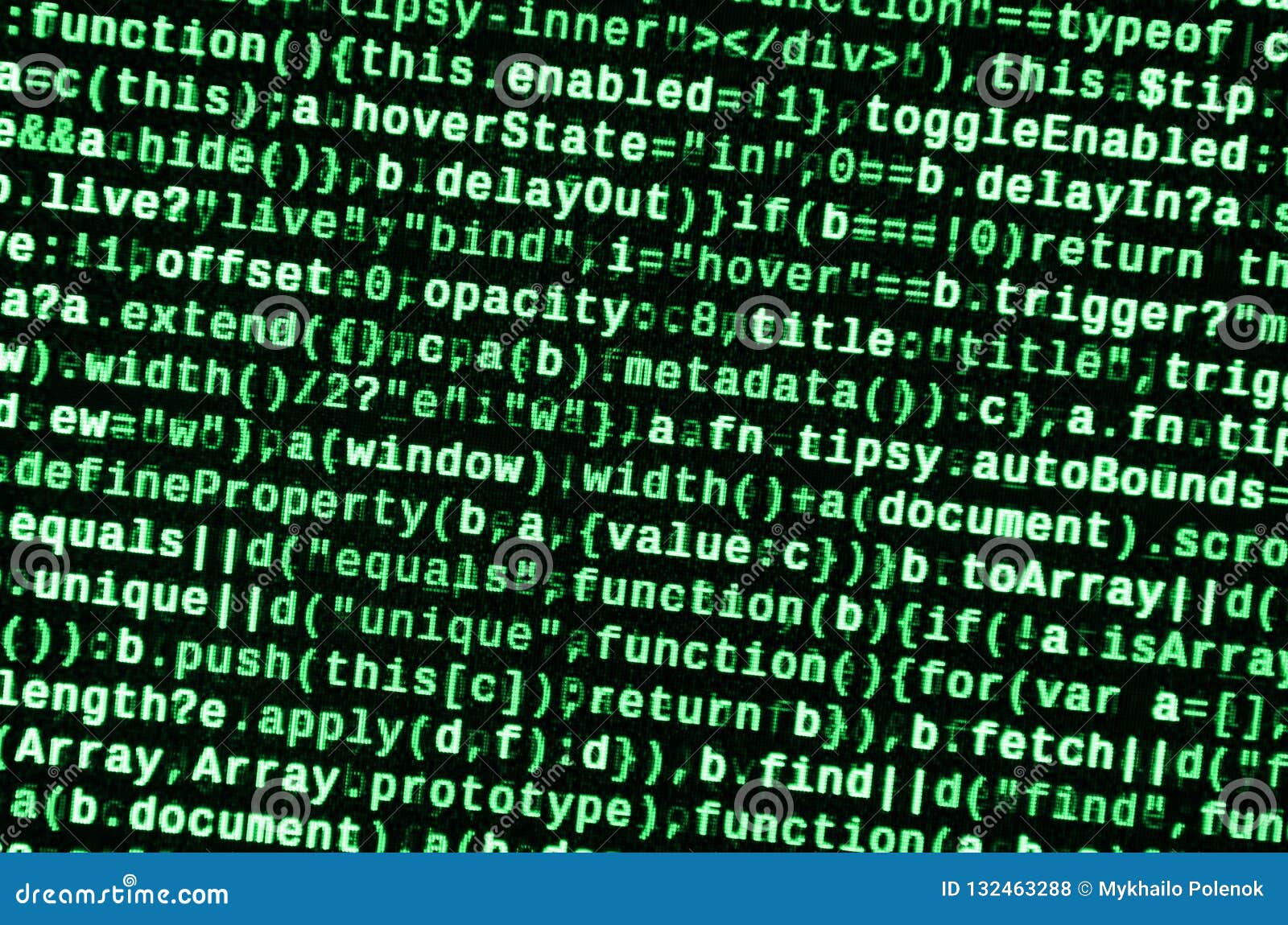 JavaScript Code in Text Editor. Coding Cyberspace Concept. Screen of ...