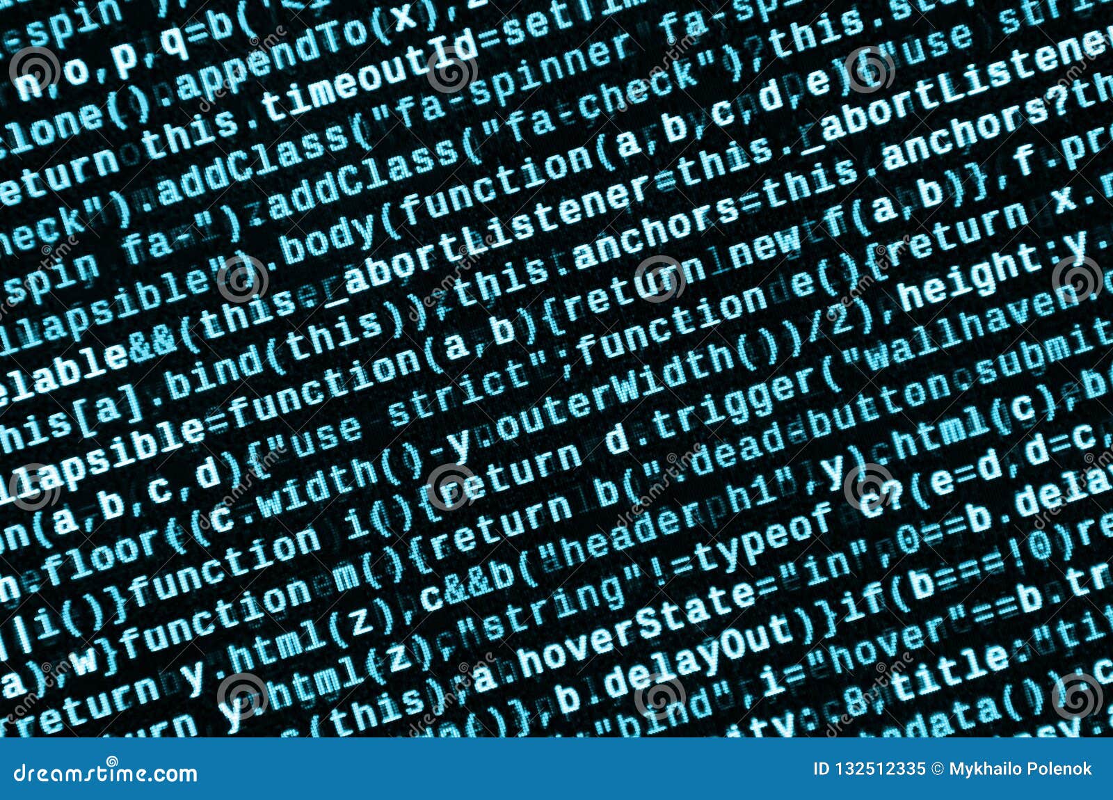 JavaScript Code in Text Editor. Coding Cyberspace Concept. Screen of ...