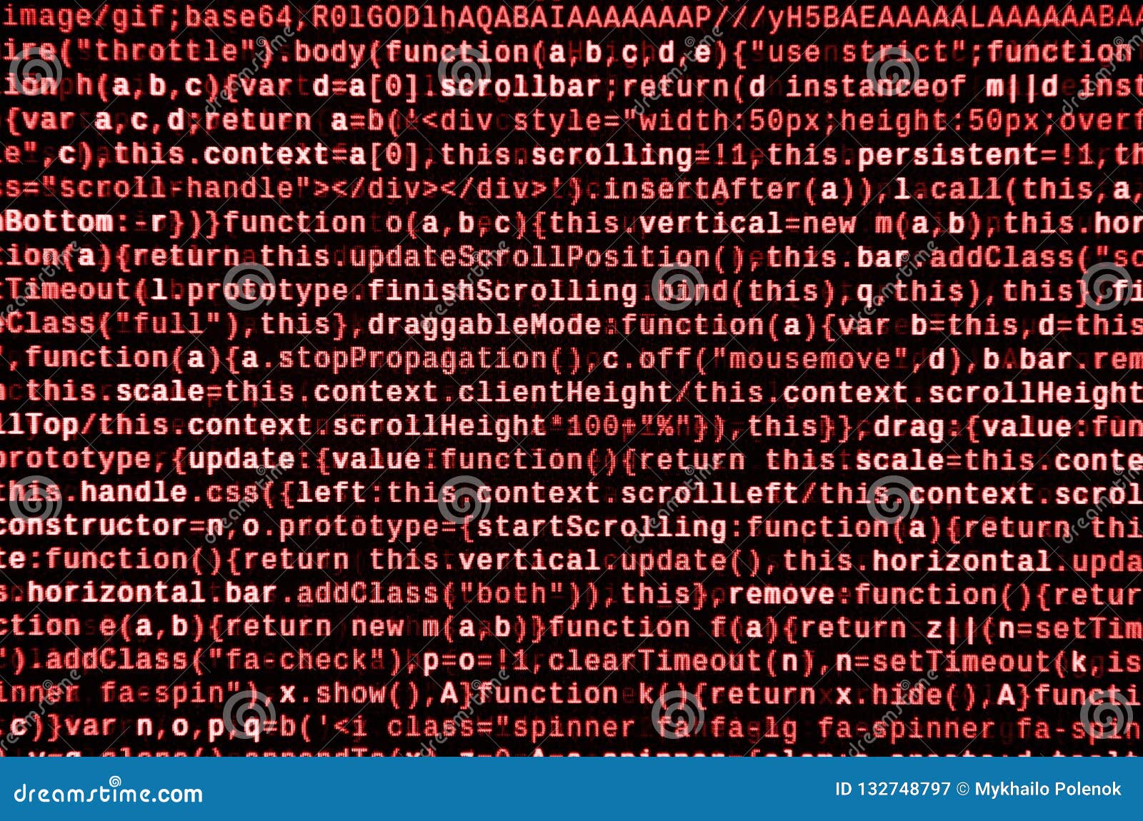 JavaScript Code in Text Editor. Coding Cyberspace Concept. Screen of ...