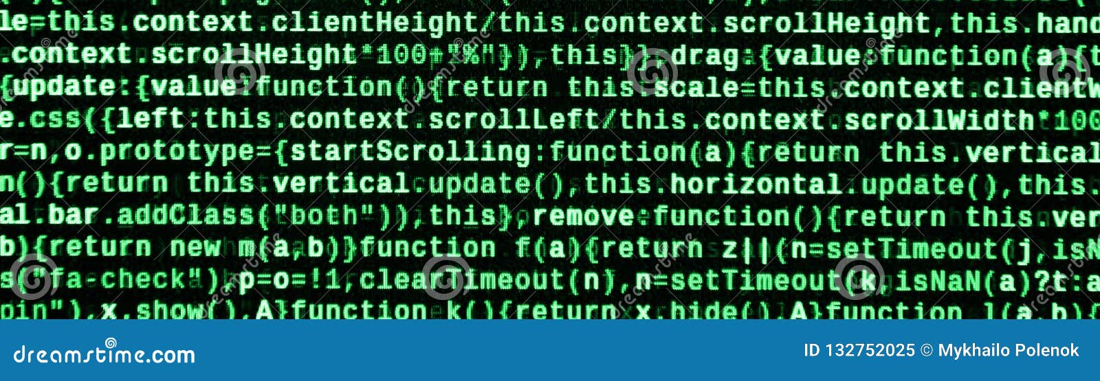 JavaScript Code in Text Editor. Coding Cyberspace Concept. Screen of ...