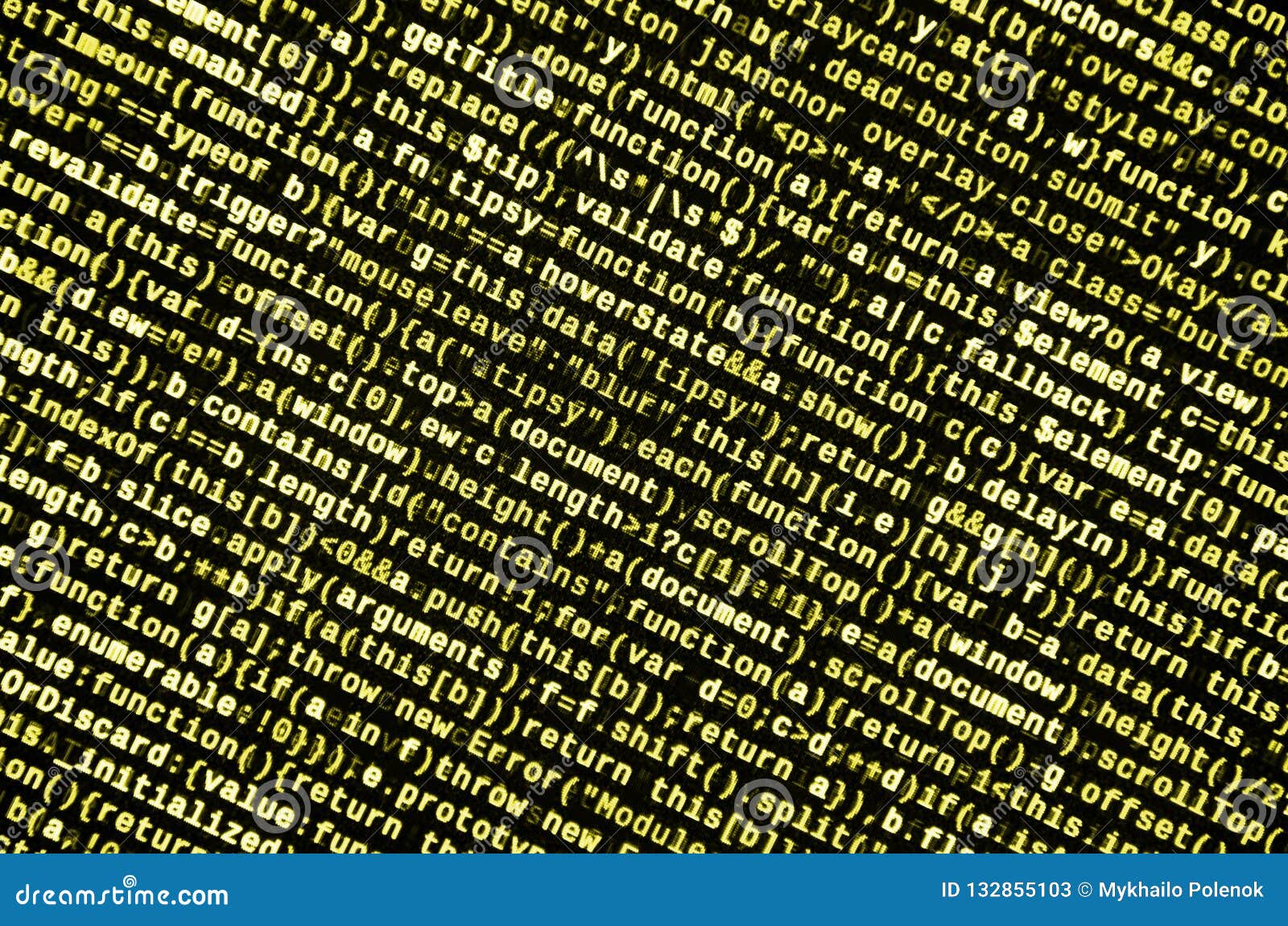 JavaScript Code in Text Editor. Coding Cyberspace Concept. Screen of ...