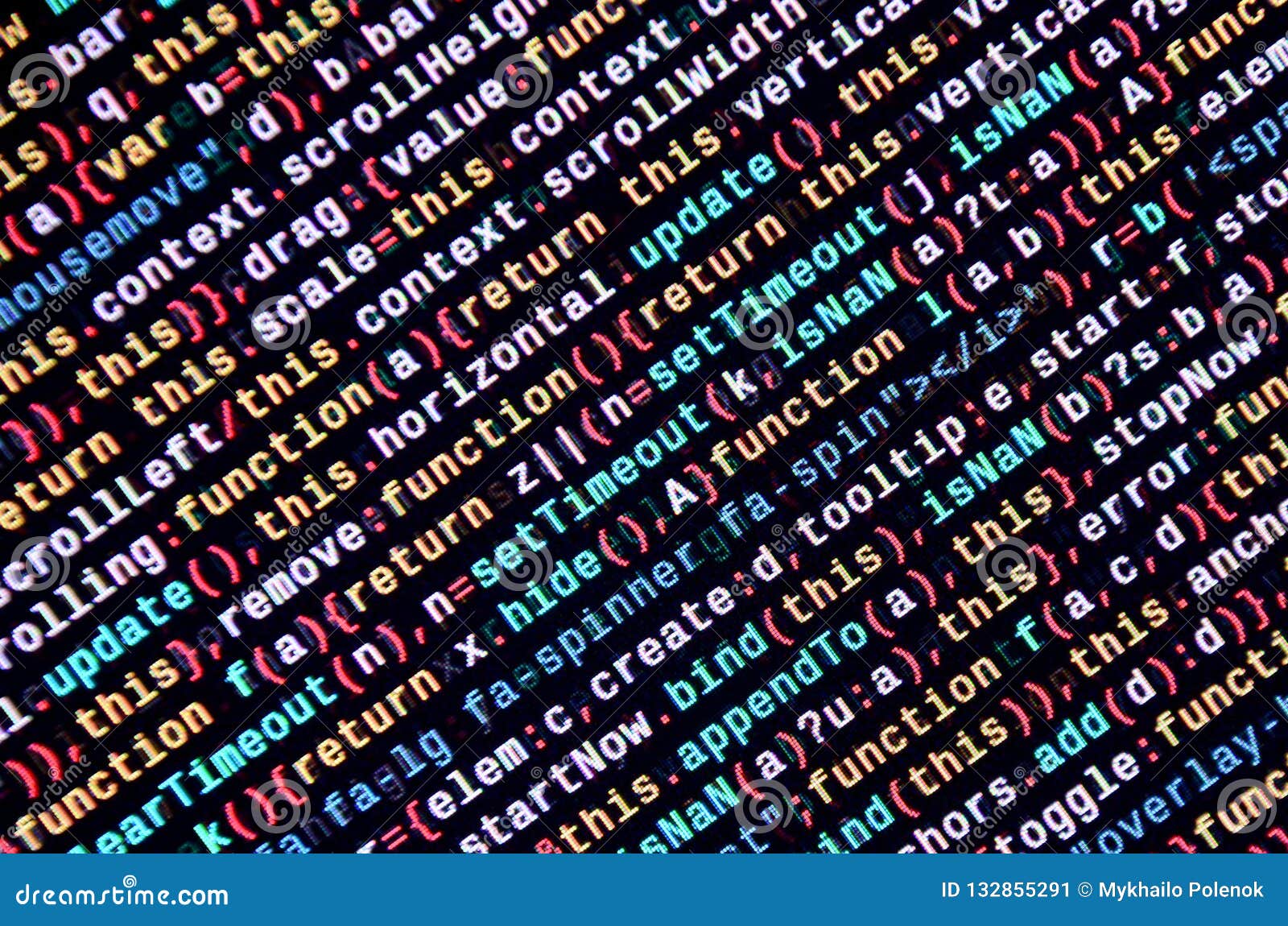 JavaScript Code in Text Editor. Coding Cyberspace Concept. Screen of ...