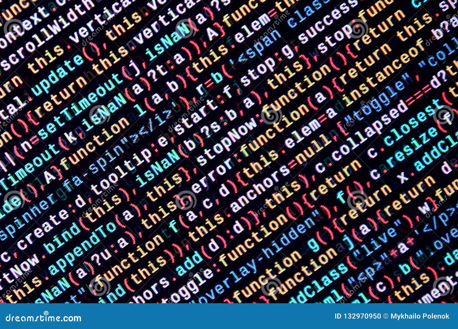 JavaScript Code in Text Editor. Coding Cyberspace Concept. Screen of ...