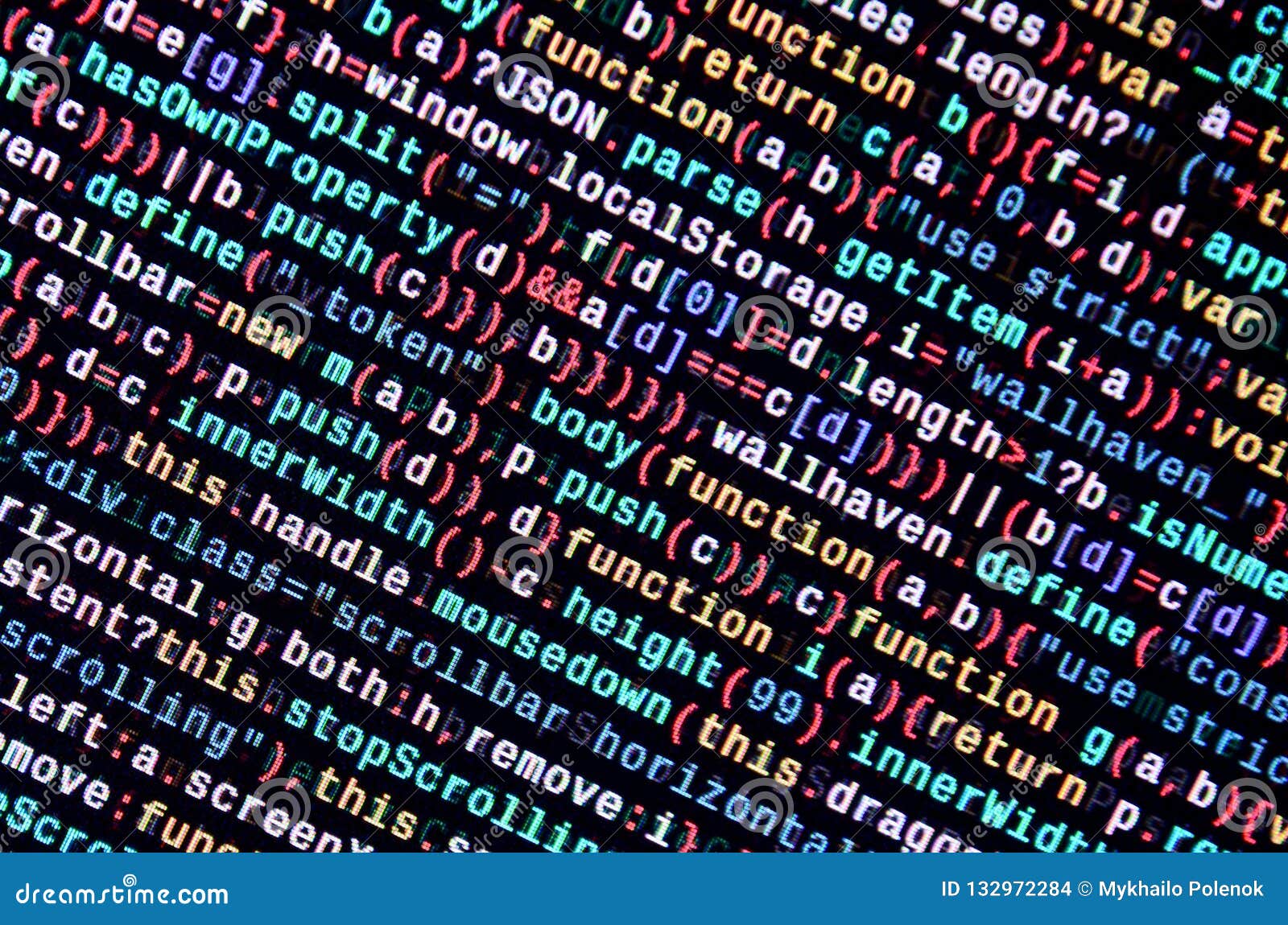 Javascript Code In Text Editor Coding Cyberspace Concept Screen Of Web Developing Code Stock