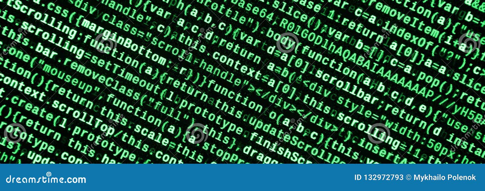 JavaScript Code in Text Editor. Coding Cyberspace Concept. Screen of Web Developing Code Stock ...