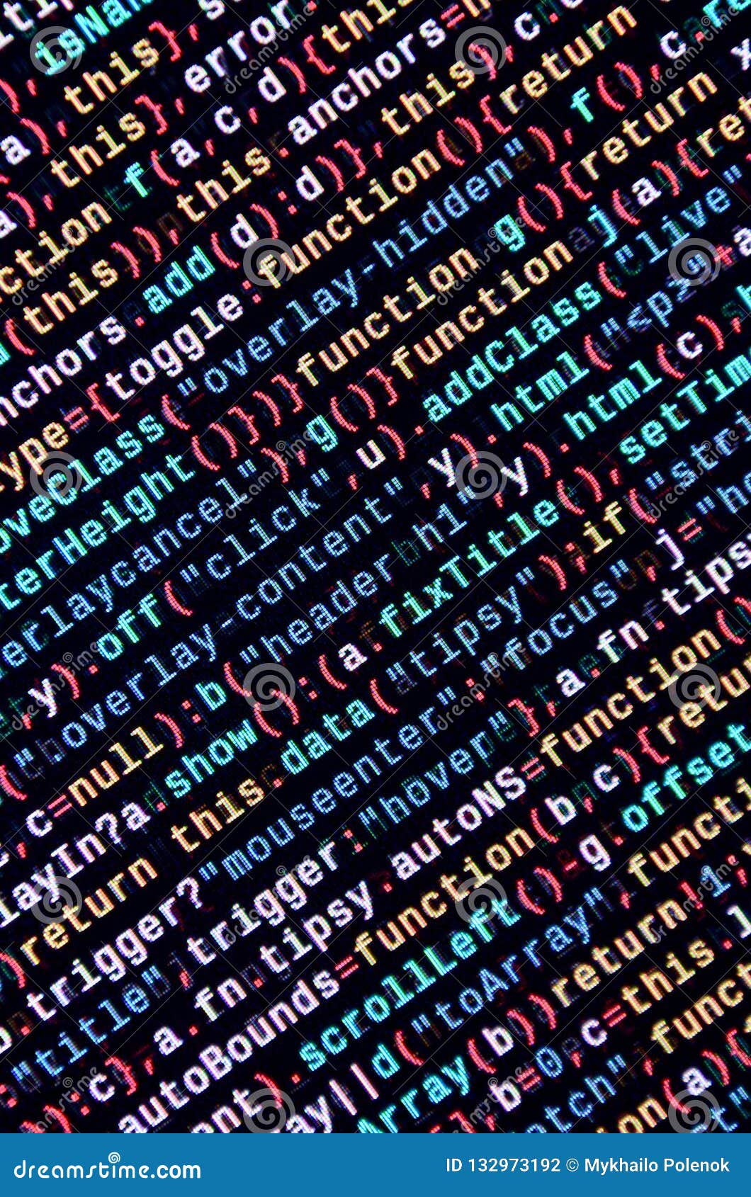 JavaScript Code in Text Editor. Coding Cyberspace Concept. Screen of ...