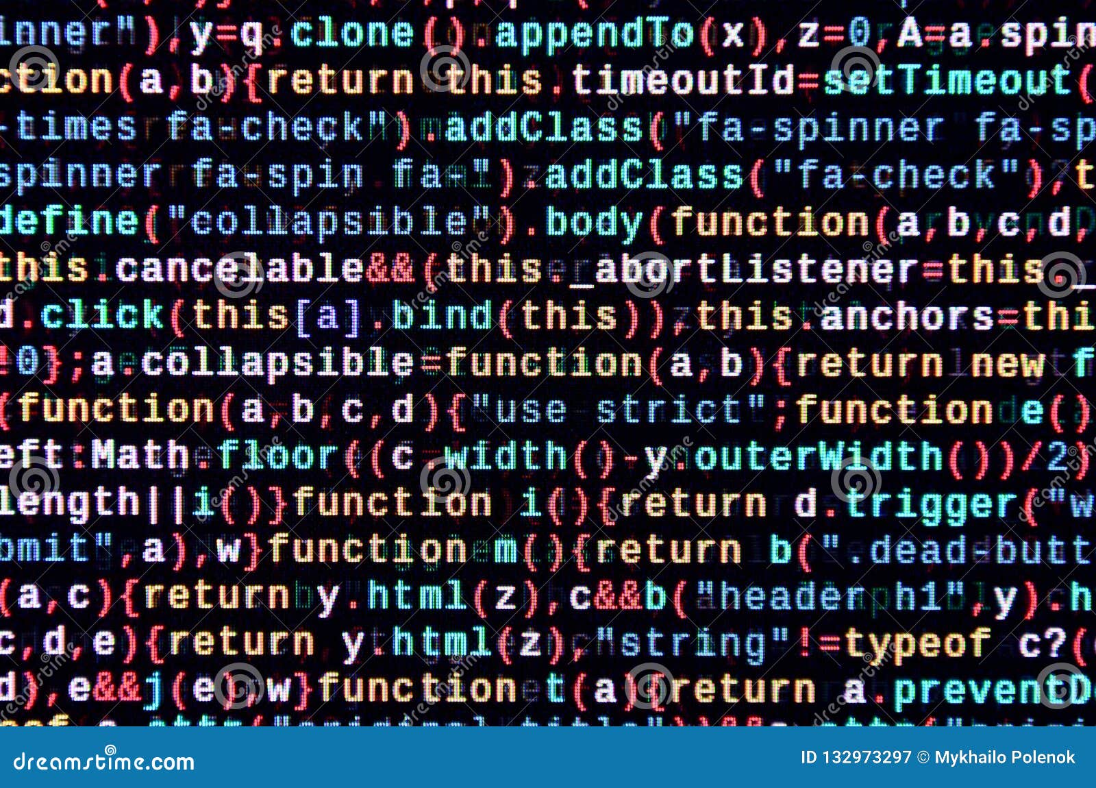 JavaScript Code in Text Editor. Coding Cyberspace Concept. Screen of ...