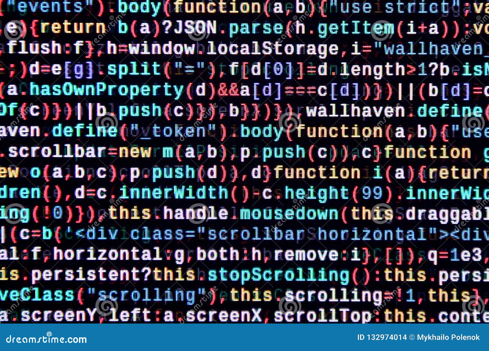 Javascript Code In Text Editor Coding Cyberspace Concept Screen Of Web Developing Code Stock