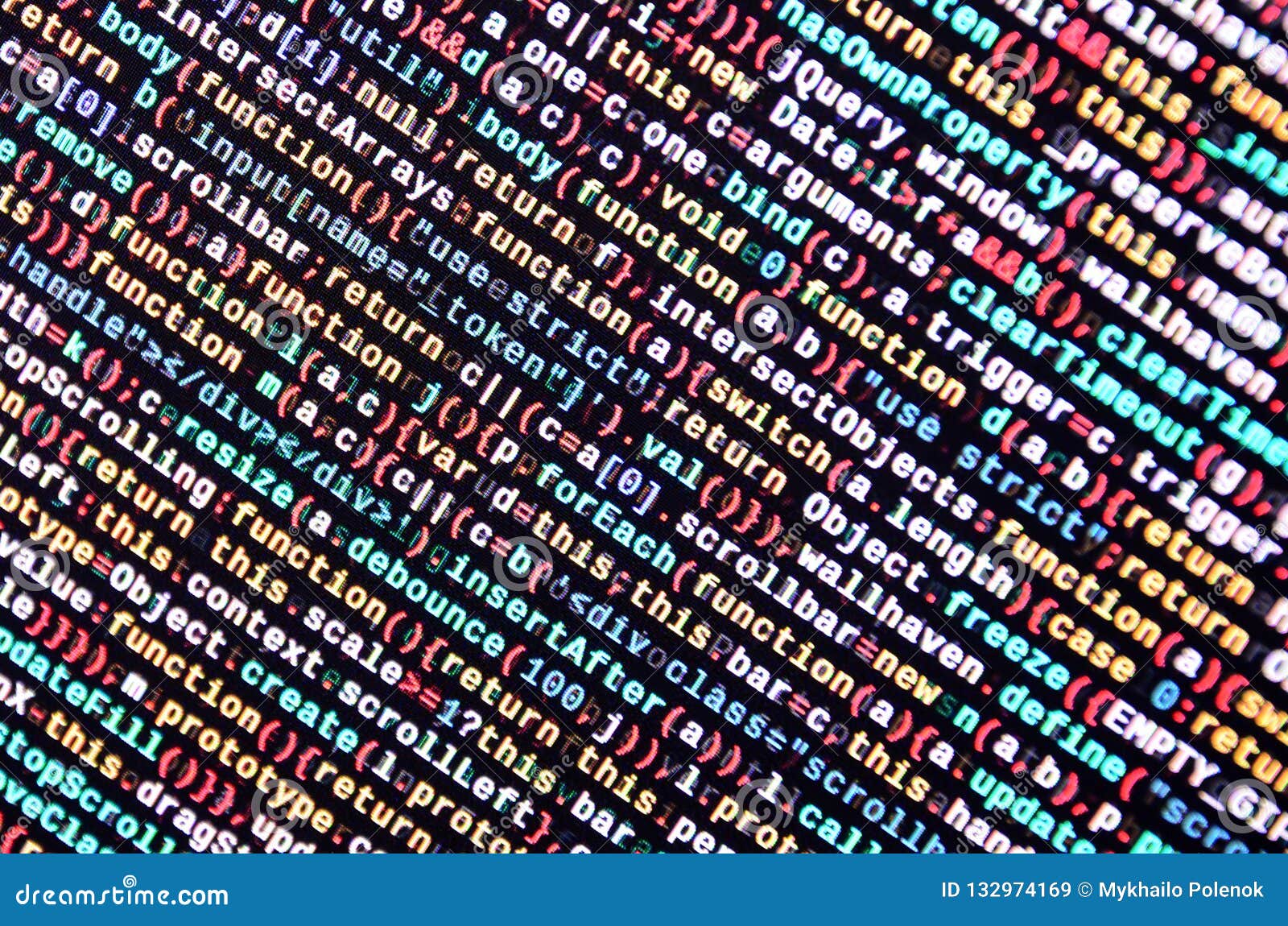 JavaScript Code in Text Editor. Coding Cyberspace Concept. Screen of ...