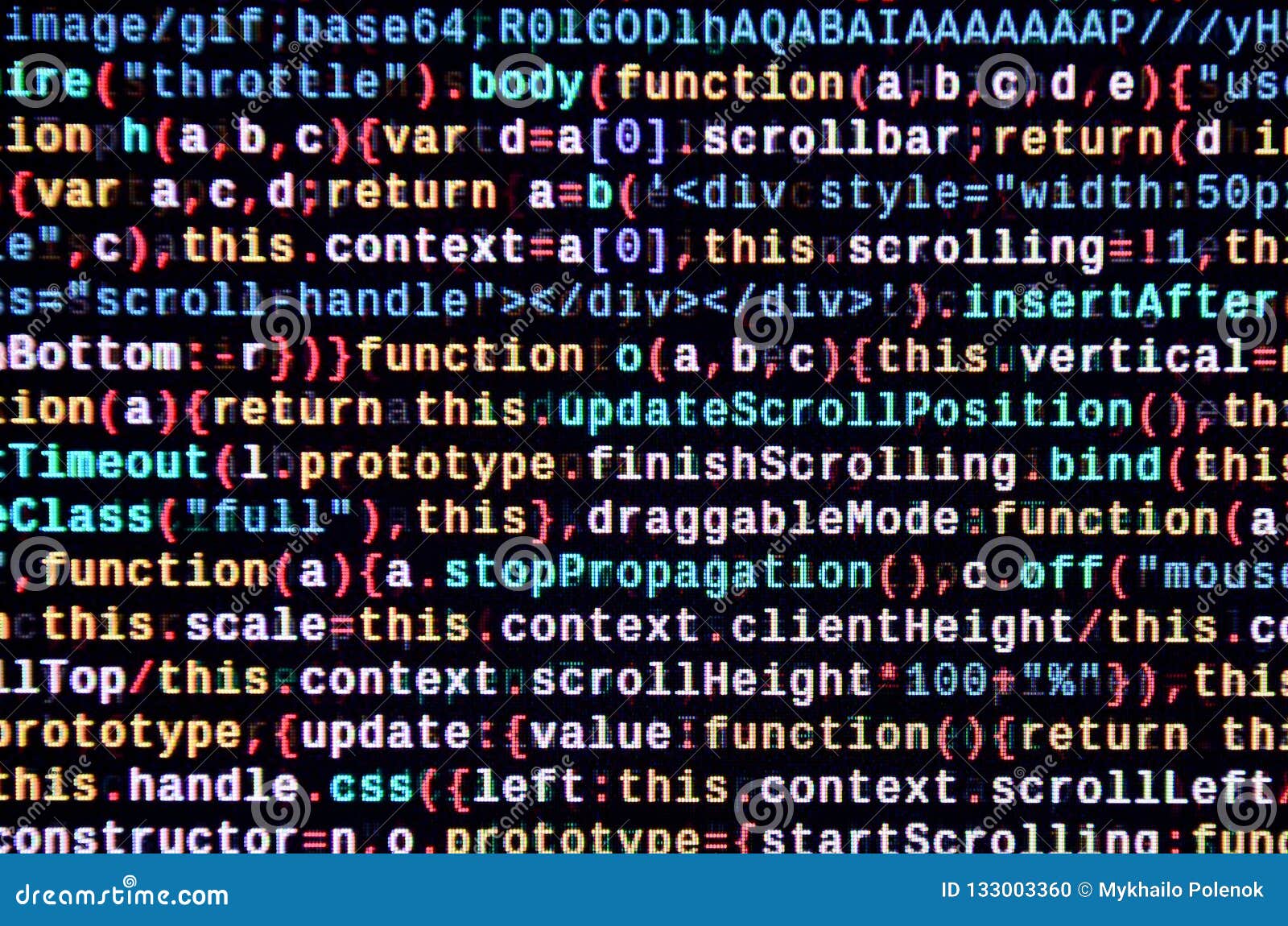 Javascript Code In Text Editor Coding Cyberspace Concept Screen Of Web Developing Code Stock