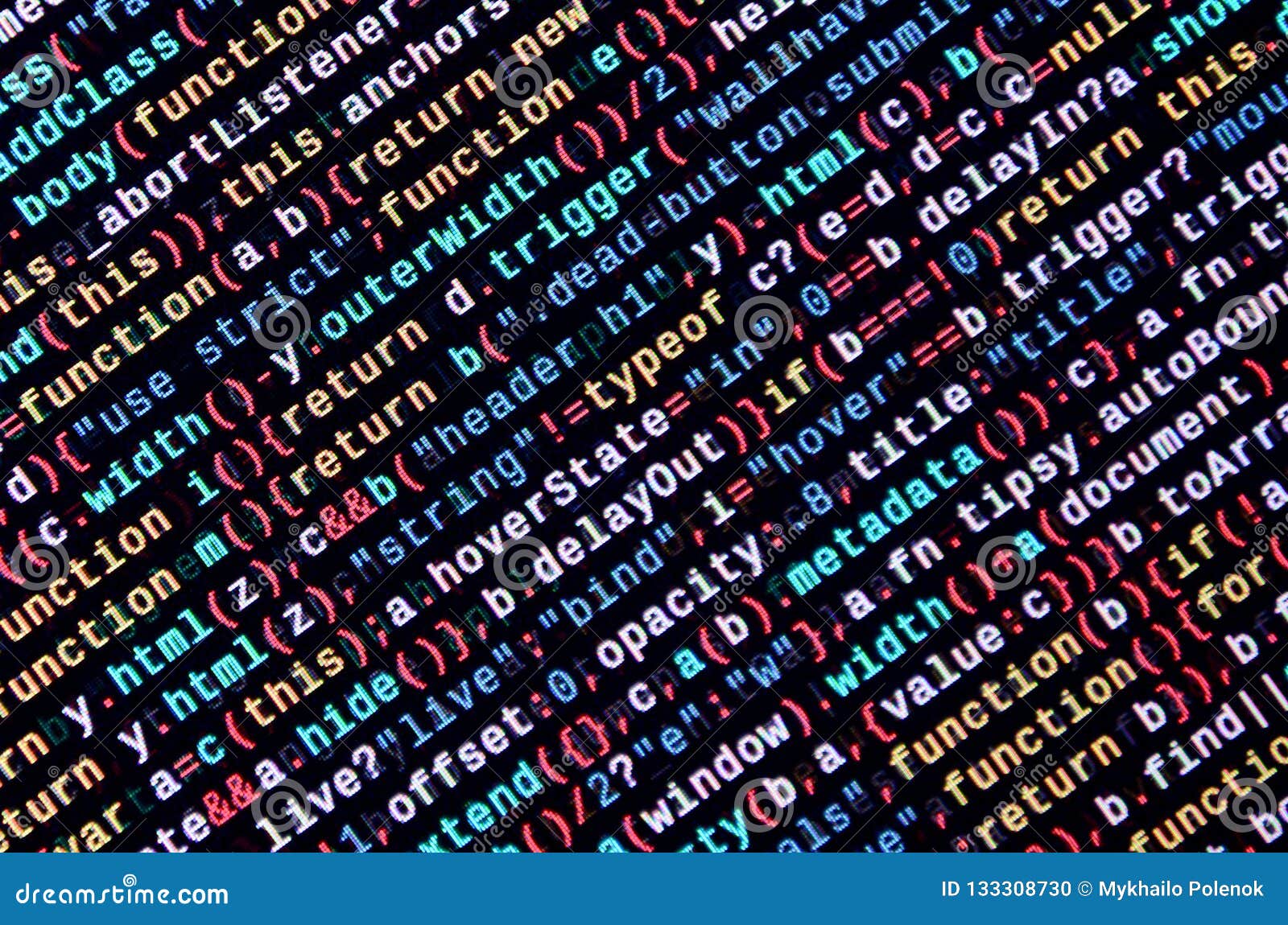 JavaScript Code in Text Editor. Coding Cyberspace Concept. Screen of ...