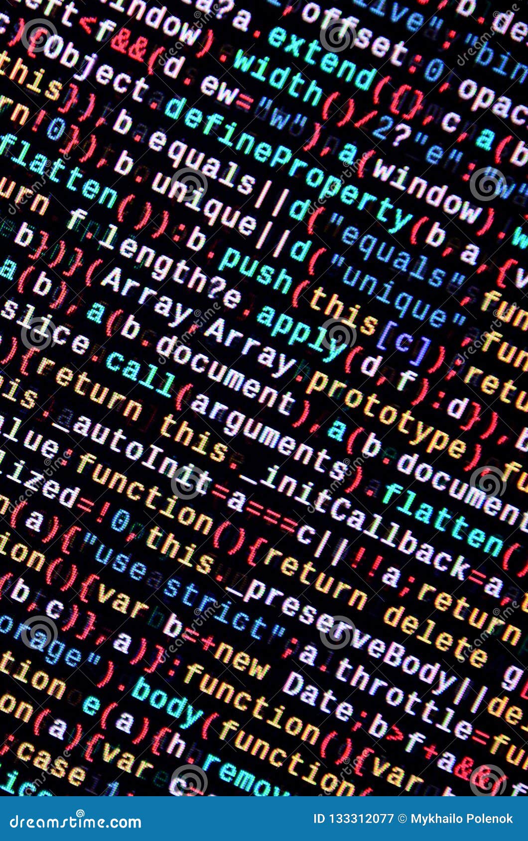 Javascript Code In Text Editor Coding Cyberspace Concept Screen Of Web Developing Code Stock