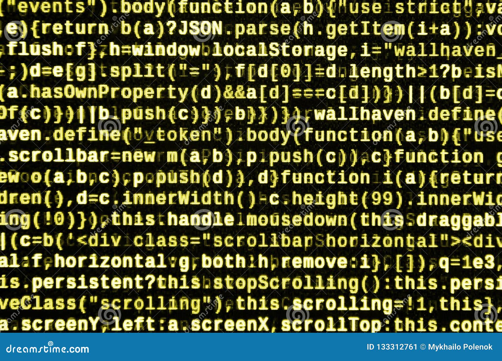 JavaScript Code in Text Editor. Coding Cyberspace Concept. Screen of ...