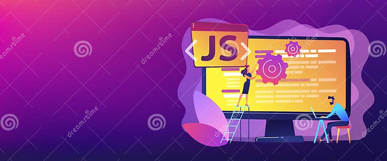 JavaScript Concept Banner Header. Stock Vector - Illustration of modern ...