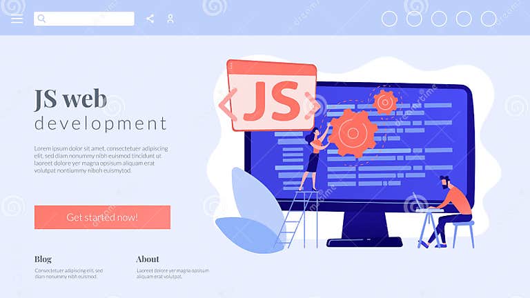 JavaScript Concept Landing Page. Stock Vector - Illustration of coral ...