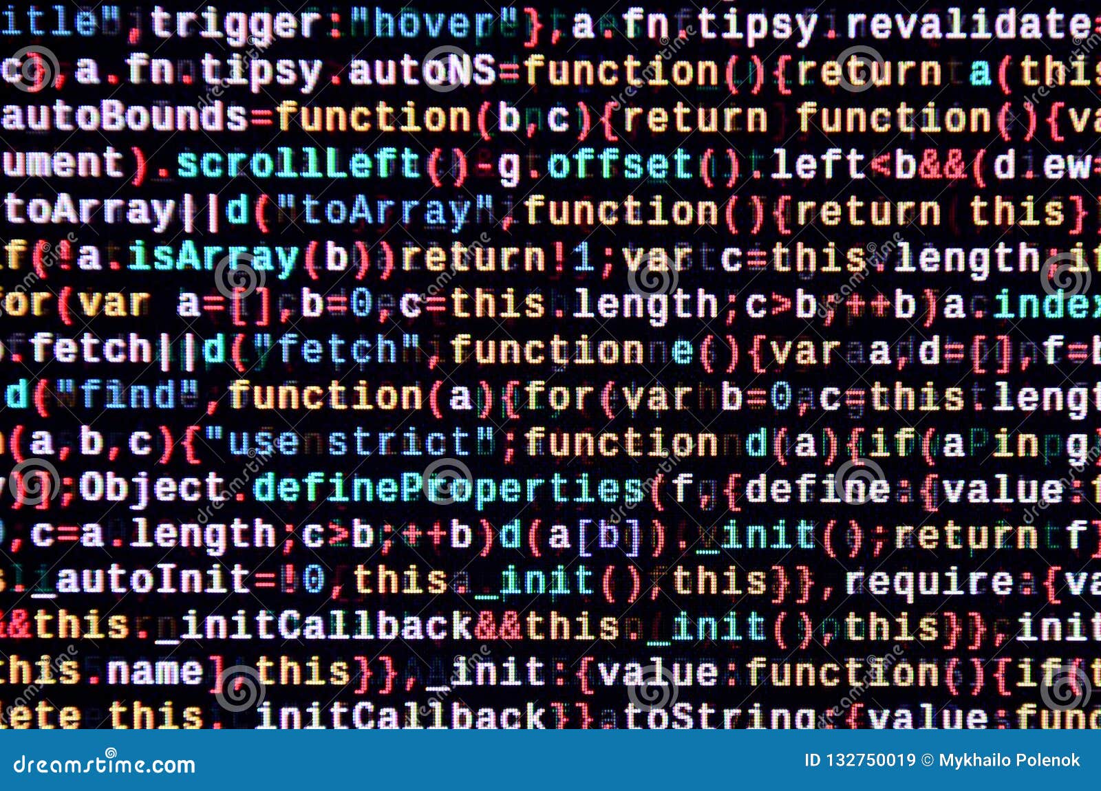 Javascript Functions Variables Objects Monitor Closeup Of Function Source Code Stock Image