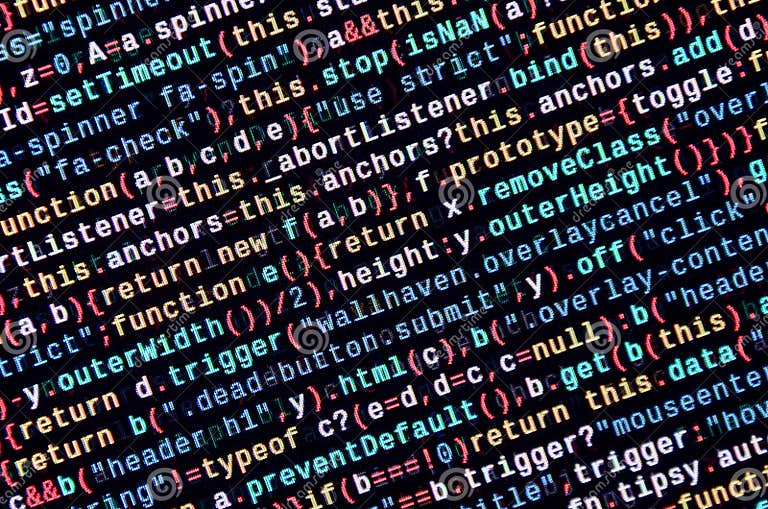 Javascript Functions, Variables, Objects. Monitor Closeup of Function Source Code Stock Image ...