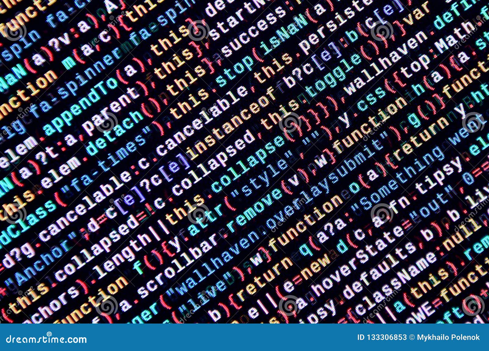 Javascript Functions Variables Objects Monitor Closeup Of Function Source Code Stock