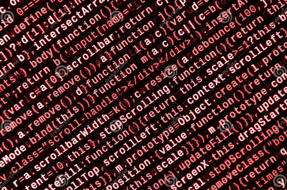 Javascript Functions, Variables, Objects. Monitor Closeup of Function Source Code Stock Image ...