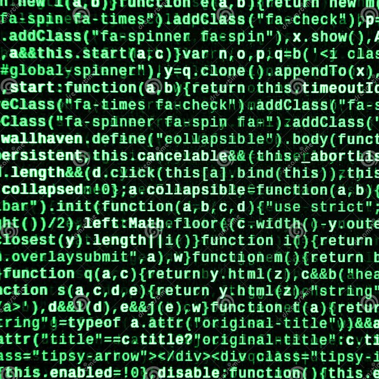 Javascript Functions, Variables, Objects. Monitor Closeup of Function Source Code Stock ...