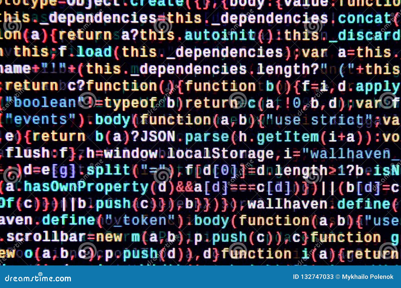 Javascript Functions Variables Objects Monitor Closeup Of Function Source Code Stock Image