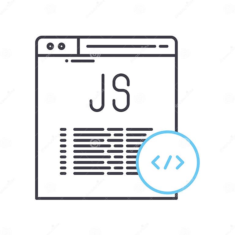 Javascript Line Icon, Outline Symbol, Vector Illustration, Concept Sign ...