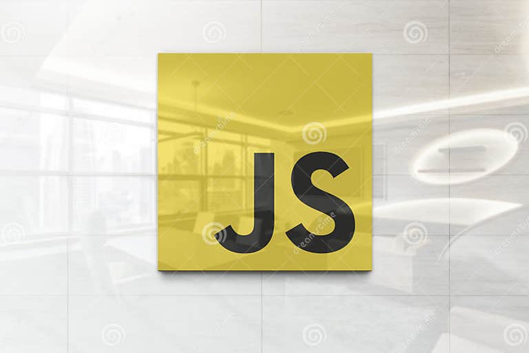 Logo Javascript on Glossy Office Wall Realistic Texture Editorial Photo ...