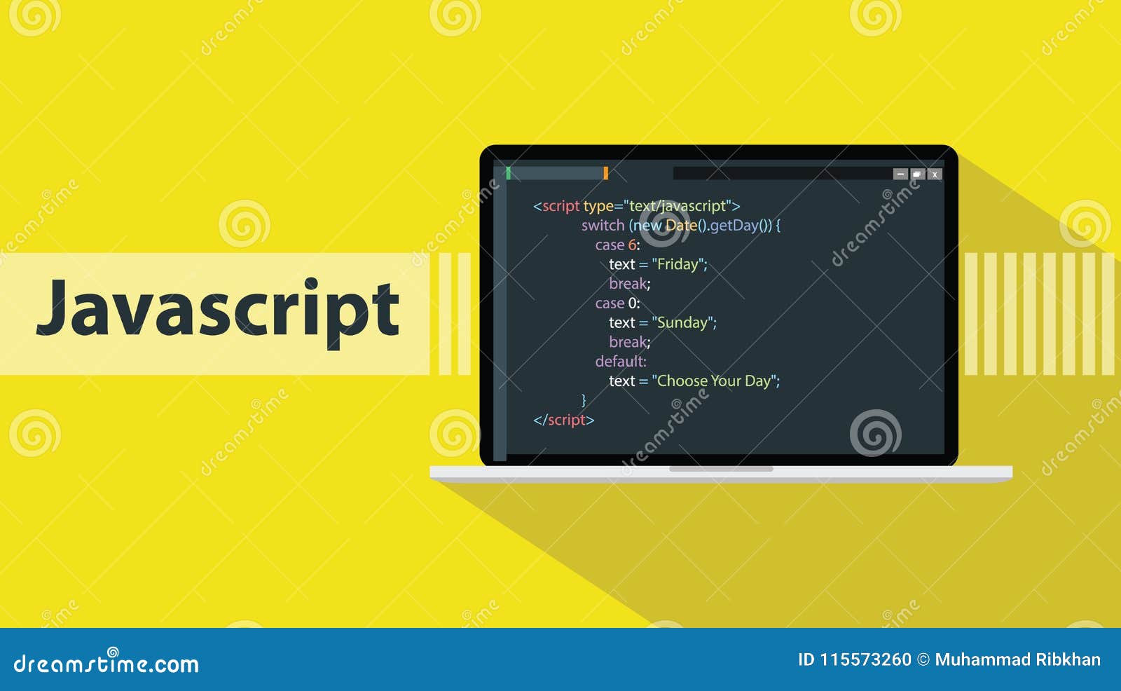 Javascript Programming Language With Script Code On Laptop Screen Stock Illustration