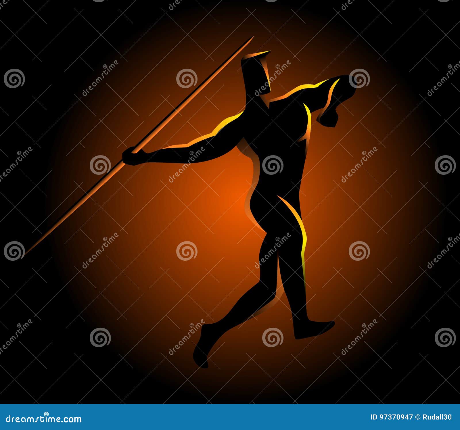 Javelin Throw Symbol Label Laurel Wreaths Vector Illustration ...