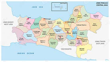 Jawa Tengah, Central Java Administrative and Political Vector Map ...