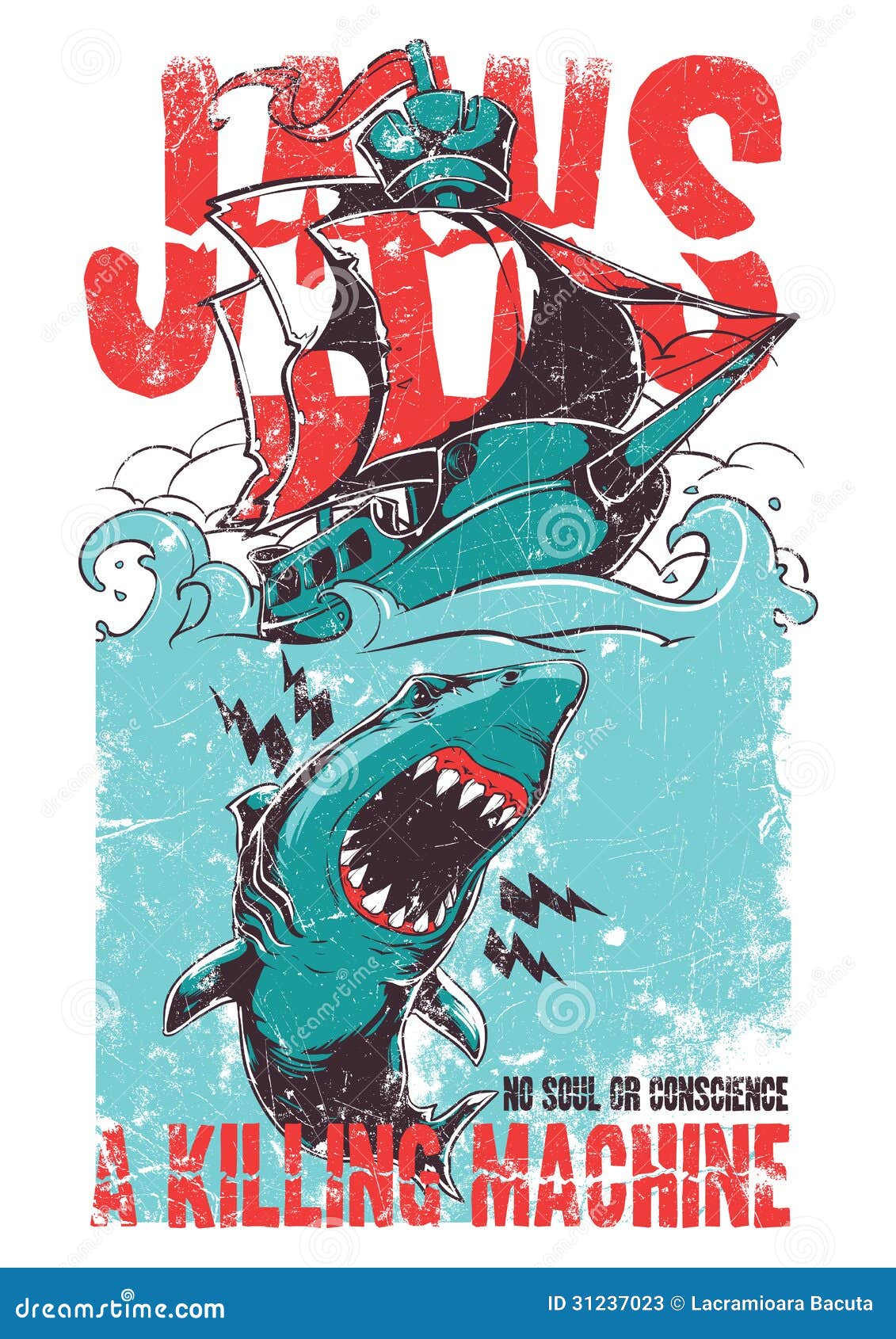 Jaws stock vector. Illustration of great, creature, cartoon - 31237023