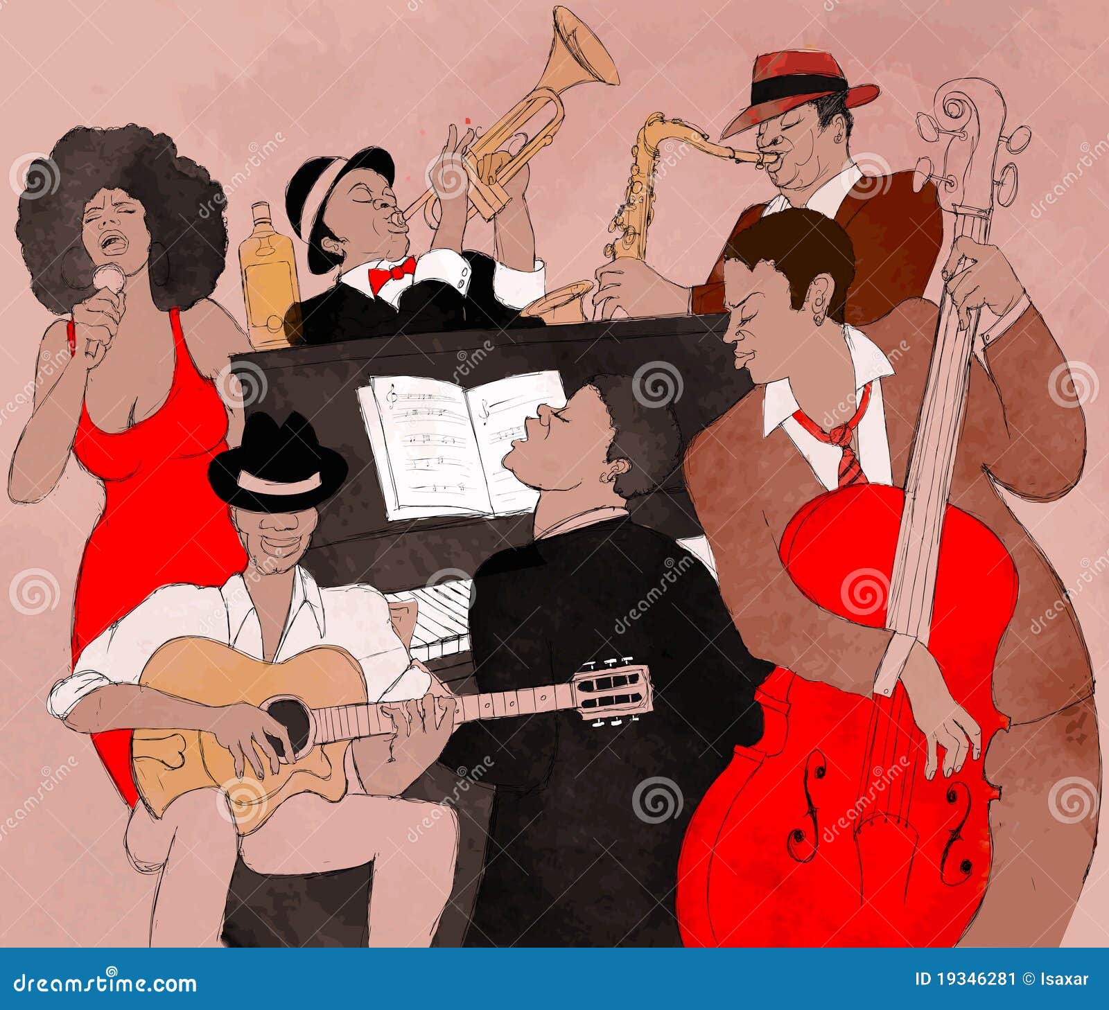 Jazz Band Cartoon Vector | CartoonDealer.com #19346281
