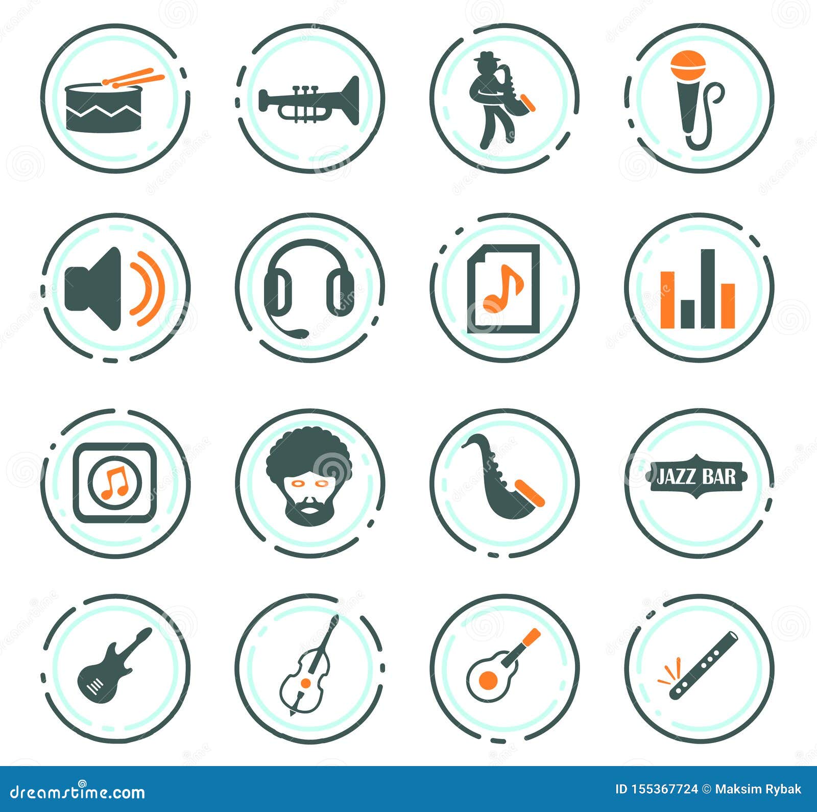 Jazz and Blues icons set stock vector. Illustration of jazz - 155367724