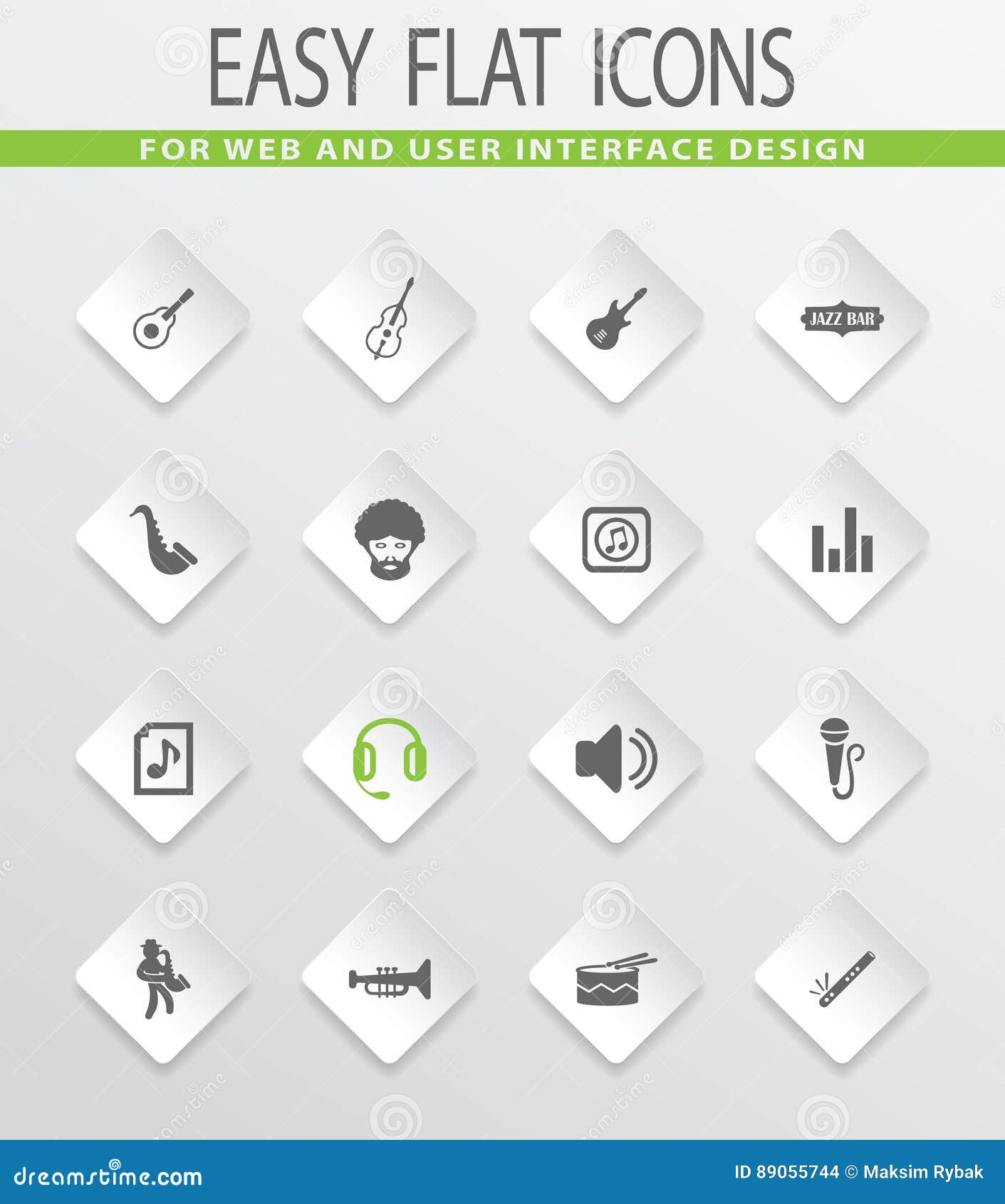 Jazz and Blues icons set stock vector. Illustration of singer - 89055744