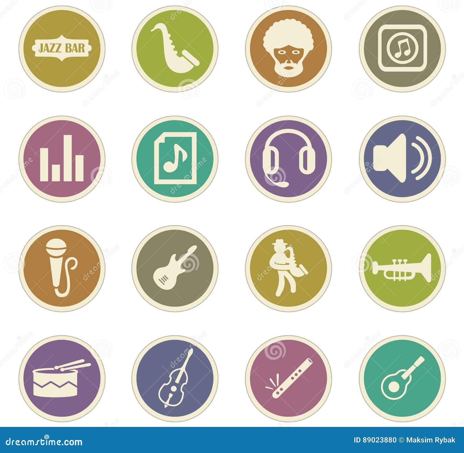 Jazz and Blues icons set stock vector. Illustration of design - 89023880
