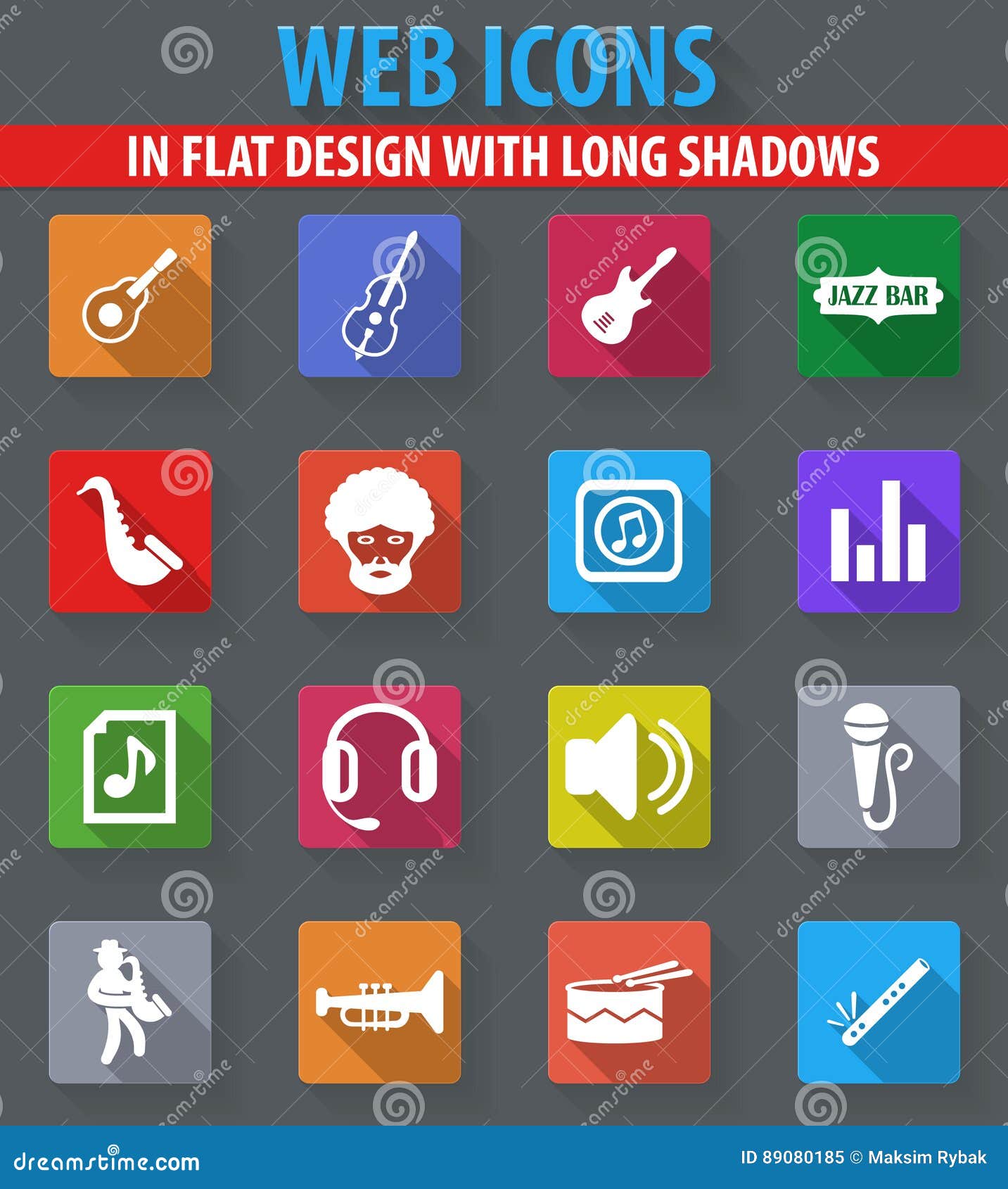 Jazz and Blues icons set stock vector. Illustration of icon - 89080185