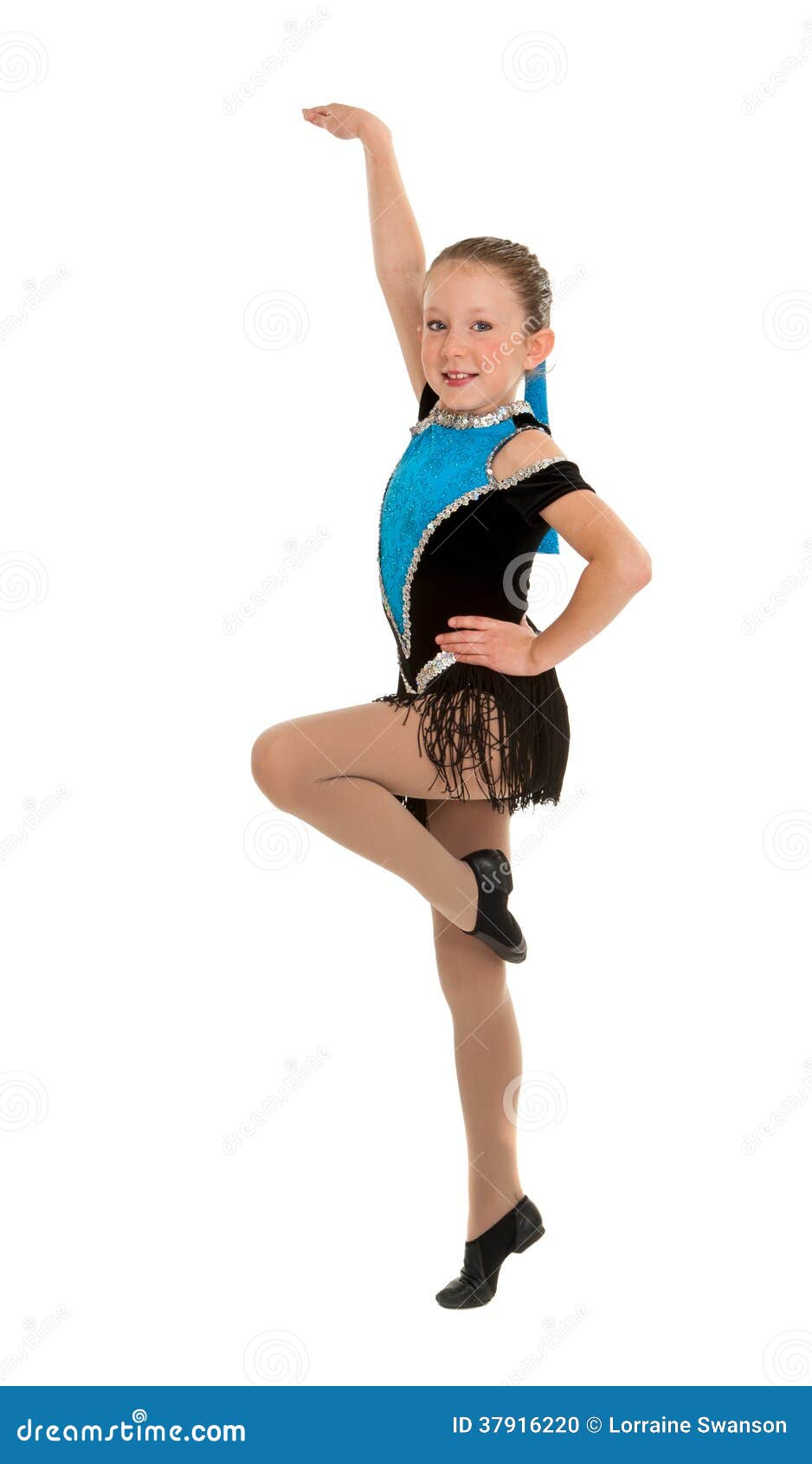 Jazz Dancing Girl Mid Step fotografia stock. Immagine di ballare - 37916220