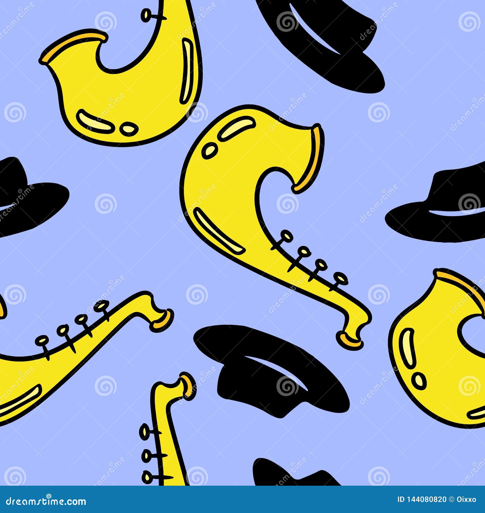 Jazz Doodles Seamless Pattern. Vector Colorful Print Stock Vector ...