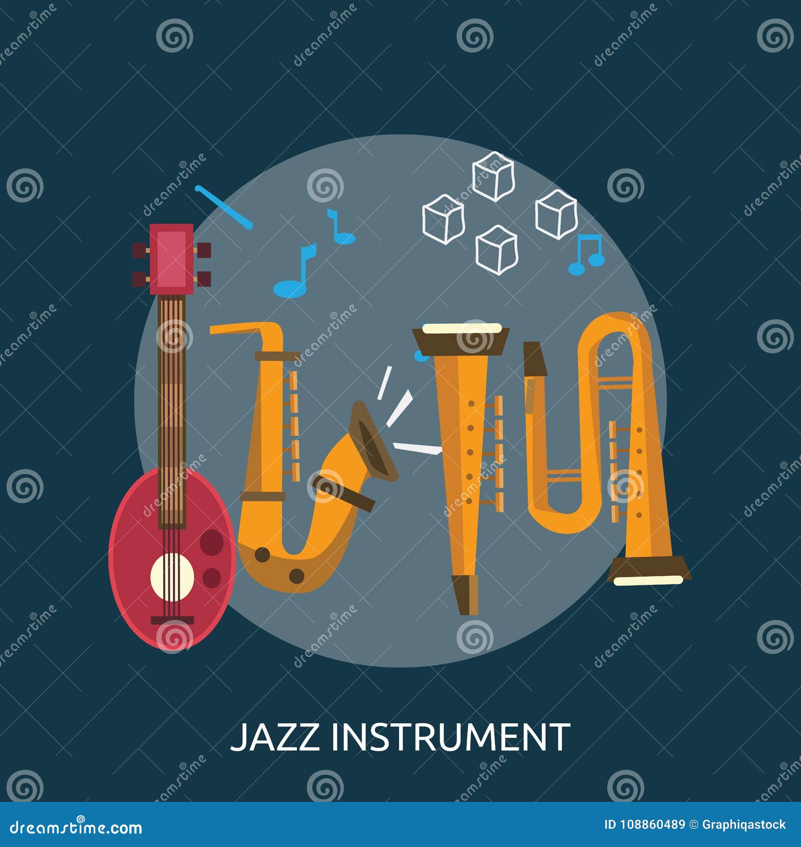 Jazz Instrument Conceptual Design Ilustración del Vector - Ilustración ...