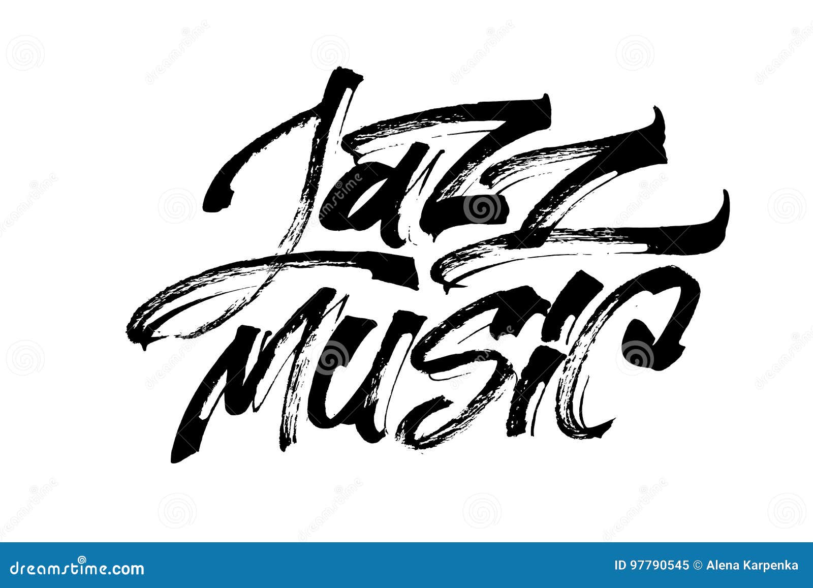 Jazz Music. Modern Calligraphy Hand Lettering for Serigraphy Print ...