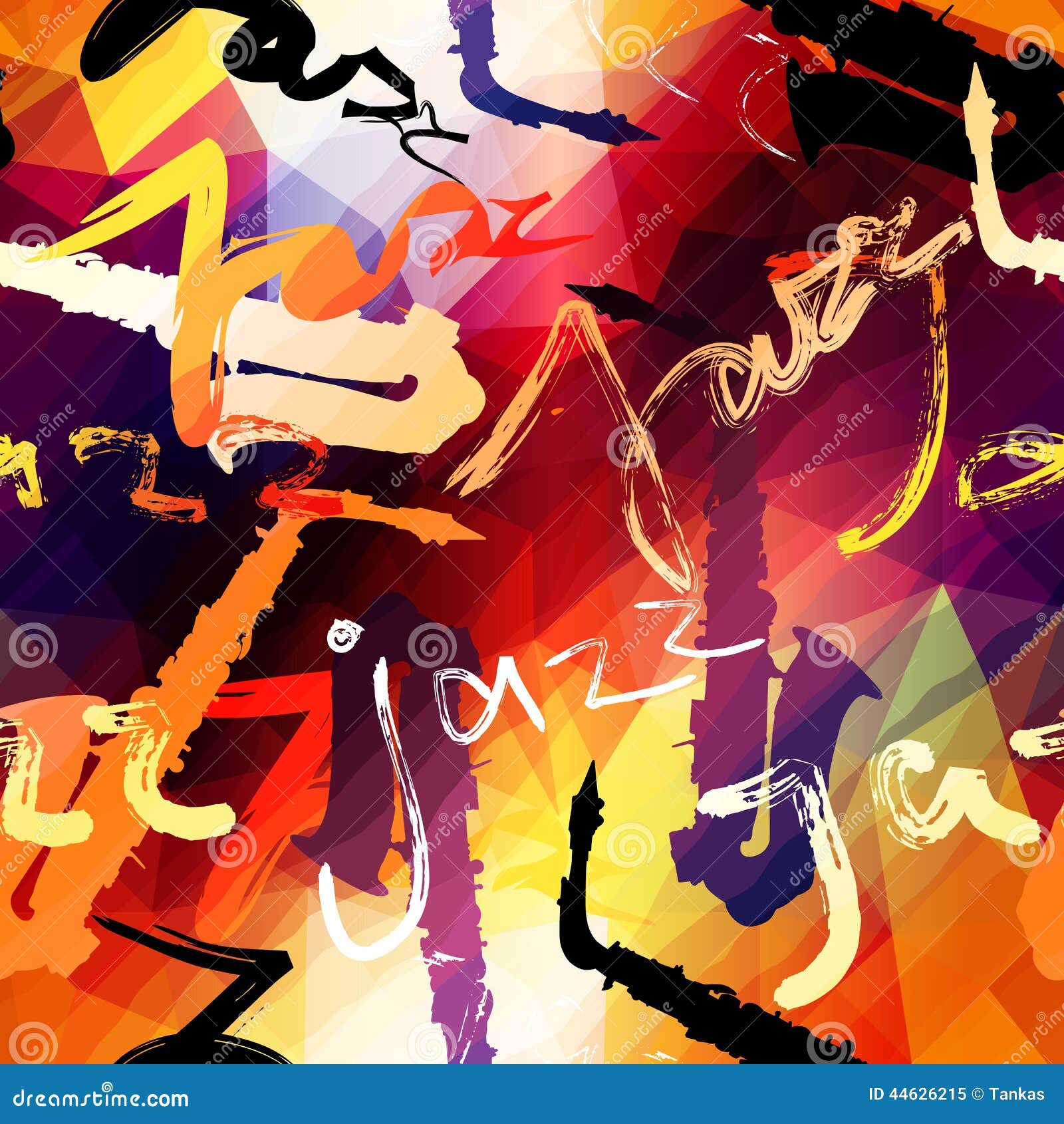 Jazz music pattern. stock vector. Illustration of retro - 44626215