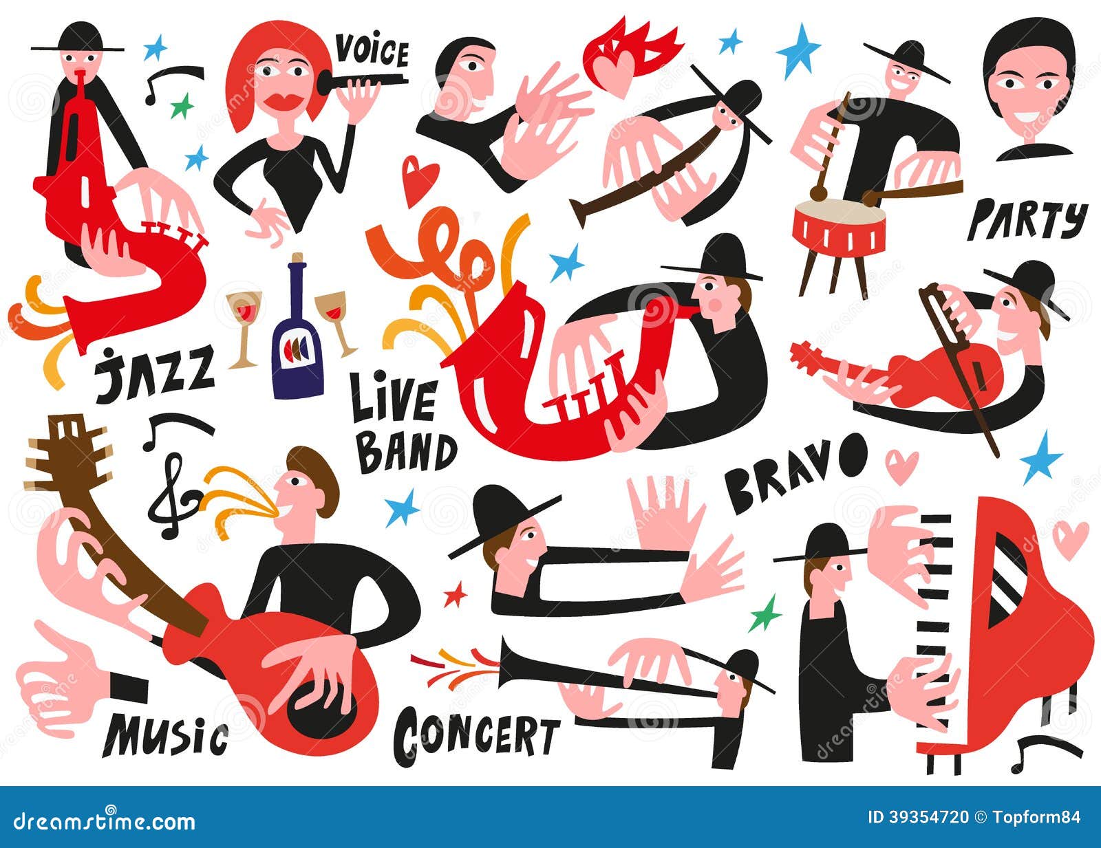 Jazz Musicians - Vector Illustration Stock Vector - Illustration of ...