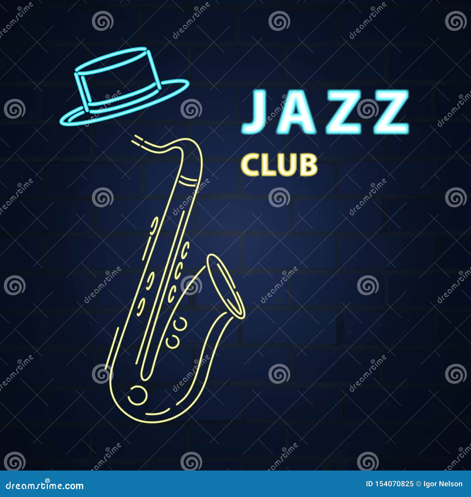 Jazz Neon. Saxophone. Jazz Neon Club. Vector Illustration Design Stock ...