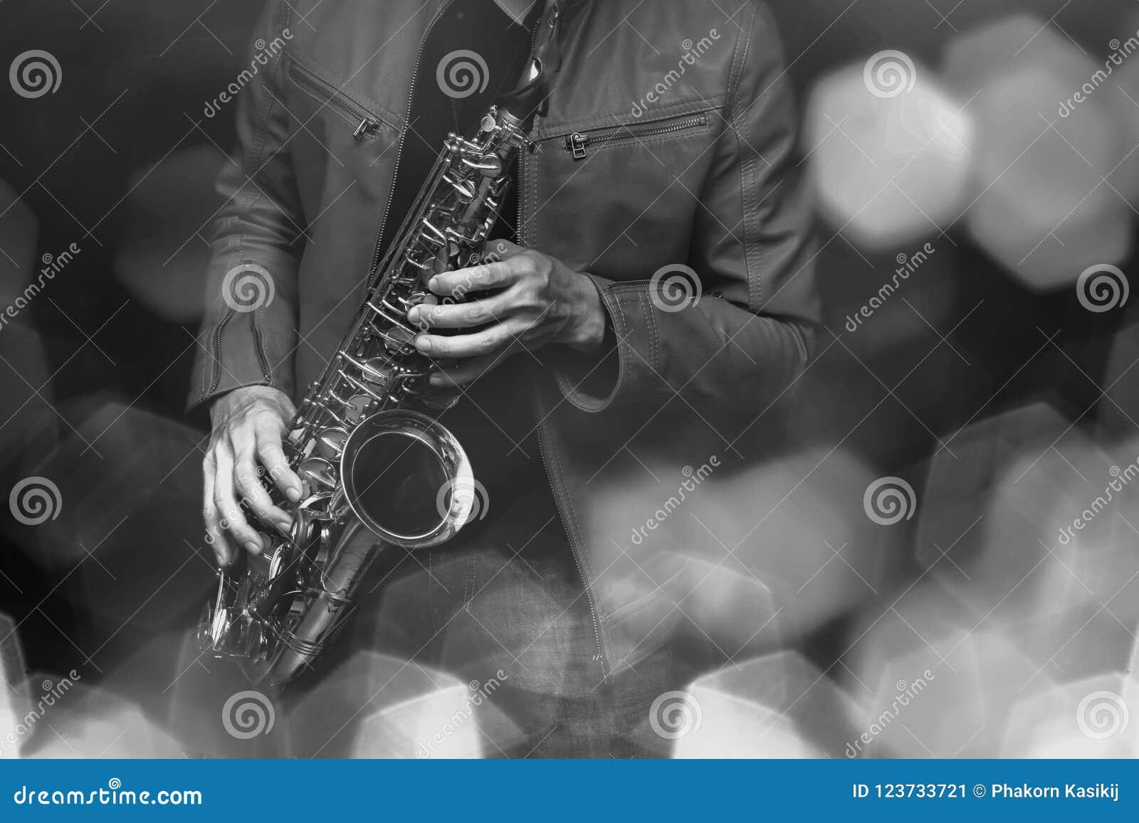Jazz Saxophone Player in Performance on the Stage. Color Filter Stock ...