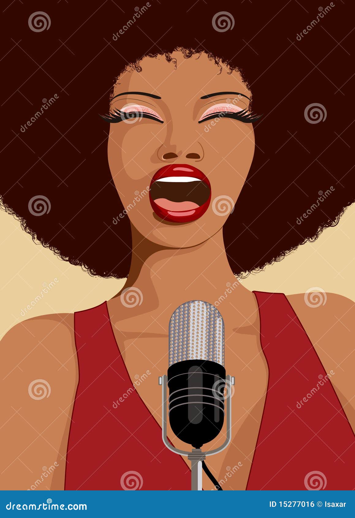Jazz Singer With Saxophonist And Double-bass Player Vector Illustration ...