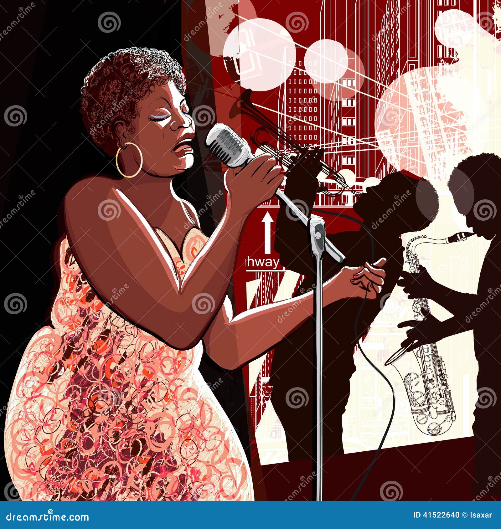Jazz Singer on Grunge Background Stock Vector - Illustration of trumpet ...